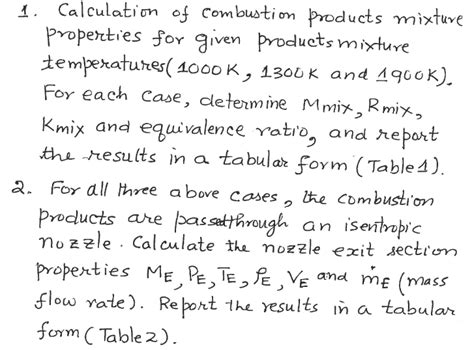 Solved 1 Calculation Of Combustion Products Mixture