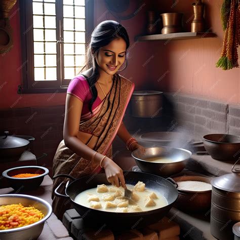 Premium Photo Indian Women Cooking Food In The Kitchen Indian Mother