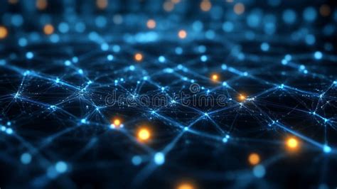 Abstract Digital Network Blue Glowing Nodes Connections Lines Technology Background Web Art Data