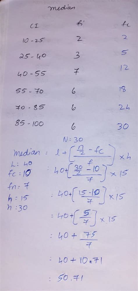 Find Median Of The Following Data Marks 1025 25 40 4055 5570 7085