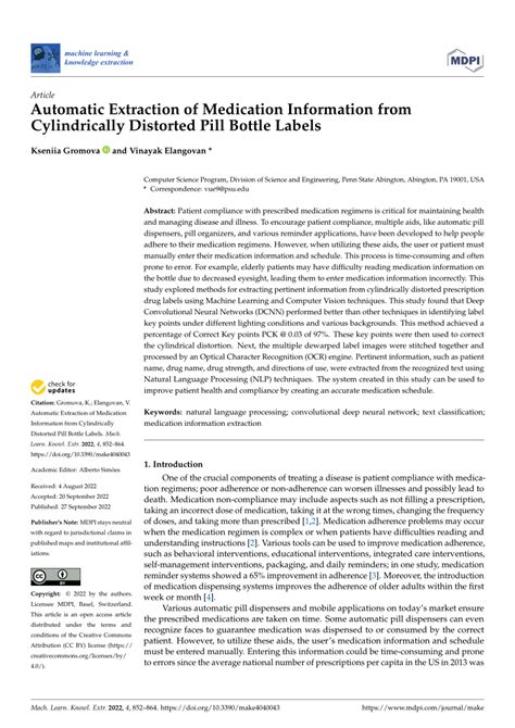 Pdf Automatic Extraction Of Medication Information From Cylindrically Distorted Pill Bottle Labels