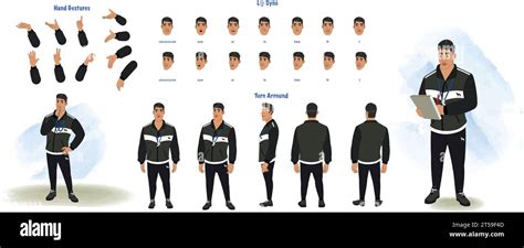 A Male Trainer Pt Teacher Model Sheet Teacher Creation Set Trainer Turnaround Sheet Hand