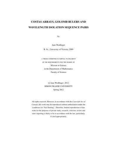 Chapter 4 Costas Arrays