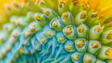 Close Up Of A Sunflower Head Revealing The Fibonacci Sequence Evident