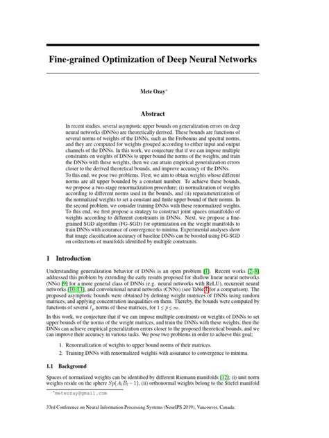 Neurips 2019 Fine Grained Optimization Of Deep Neural Networks Paper Pdf Deep Learning