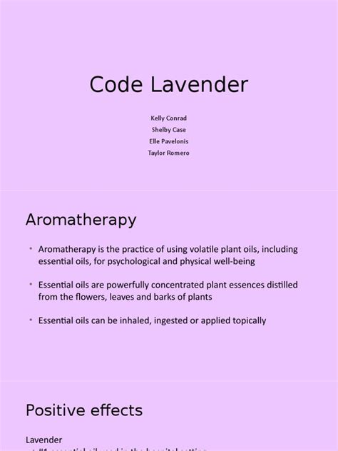 Code Lavender Pdf Essential Oil Aromatherapy