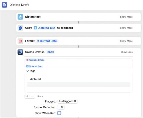 create draft shortcuts action behaves differently on iphone mac