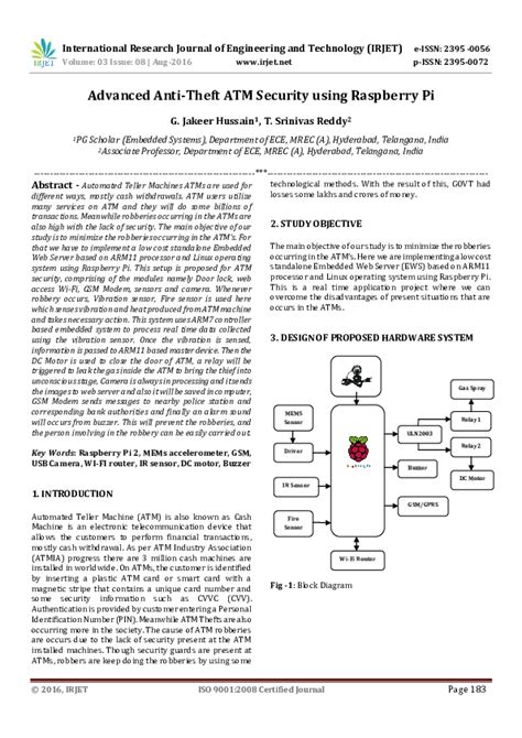 Pdf Advanced Anti Theft Atm Security Using Raspberry Pi