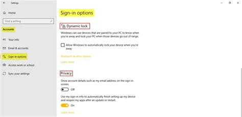 Windows 10 Account Settings Change User Preferences