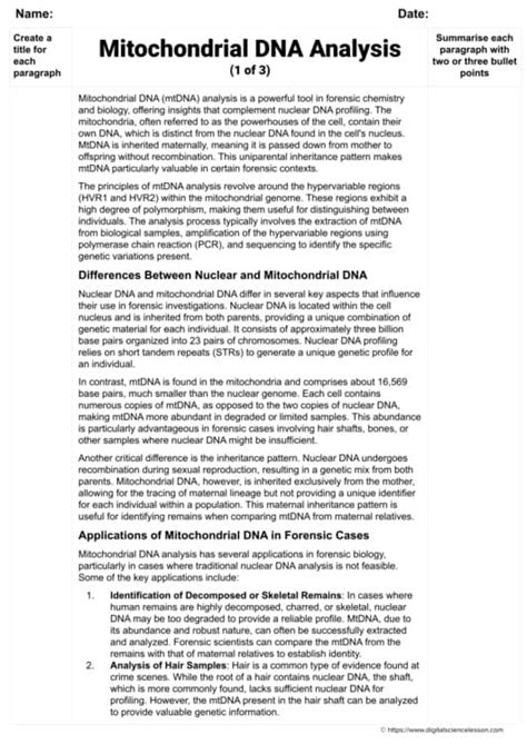 Mitochondrial Dna Analysis Dna Profiling And Forensic Biology Tpt
