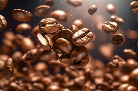 Premium AI Image Flying Coffe Beans Neural Network Generated In May Not Based On Any