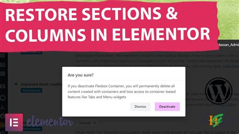 How To Restore The Sections And Columns In The Elementor Editor In