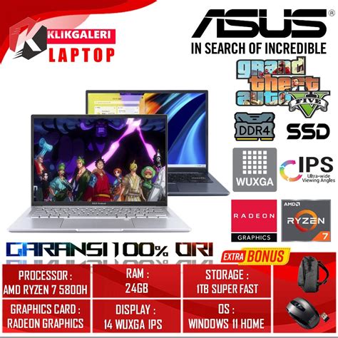 Jual Laptop Slim Asus Vivobook X M Qa Ryzen H Ram Gb Gb Ssd Wuxga Ips Windows