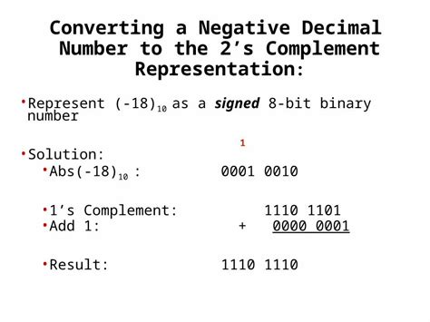 Ppt Converting A Negative Decimal Number To The 2s Complement