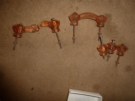 Vintage Glass Drawer Pulls Pink Depression Handle And 3 Knobs Antique Price Guide Details Page