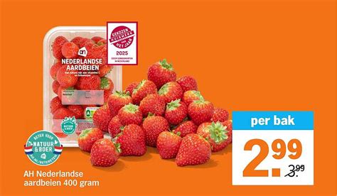 Ah Nederlandse Aardbeien 400 Gram Aanbieding Bij Albert Heijn Folderfeestnl