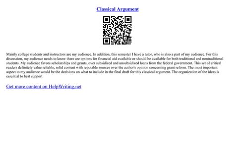 Classical Argument Pdf