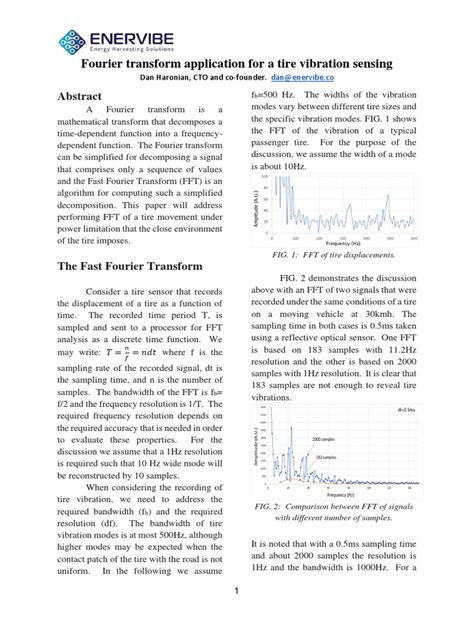 Fourier Transform Application For A Tire Vibration Sensing 1 Pdf