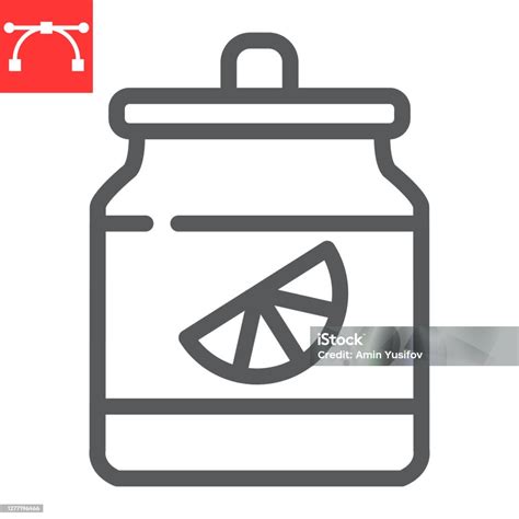 오렌지 잼 항아리 라인 아이콘 디저트와 델리오이 잼 사인 벡터 그래픽 편집 스트로크 선형 아이콘 Eps 10 0명에 대한 스톡