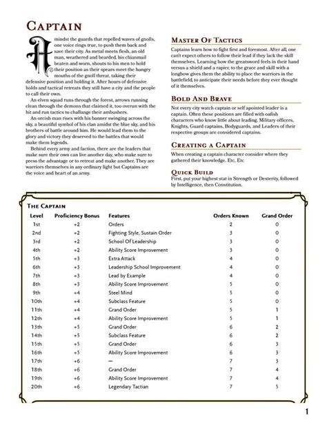 Captain Class Dnd 5e Chimeras Haversack