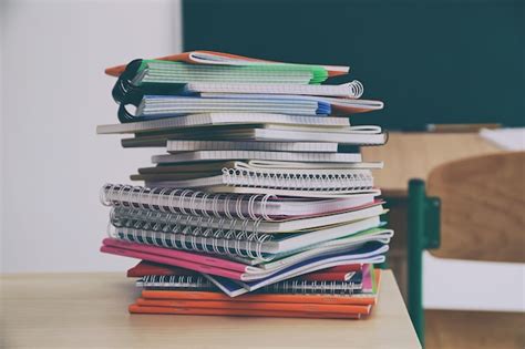 Premium Photo Stacked School Notebooks Closeup