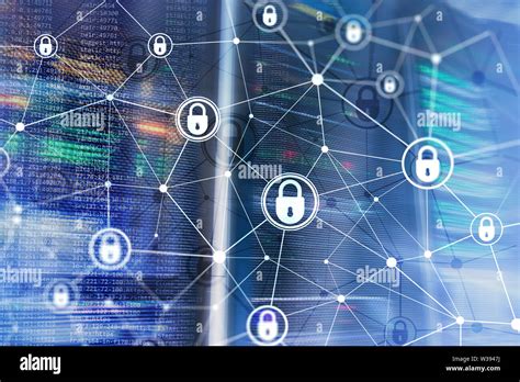Cyber Security Information Privacy Data Protection Concept On Modern Server Room Background