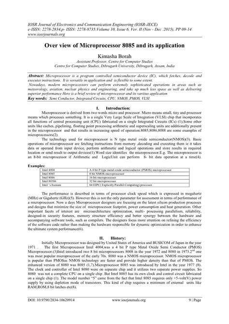 Over View Of Microprocessor 8085 And Its Application Docslib
