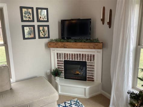 Building A Corner Brick Fireplace Diy Rustic Fireplace Mantel