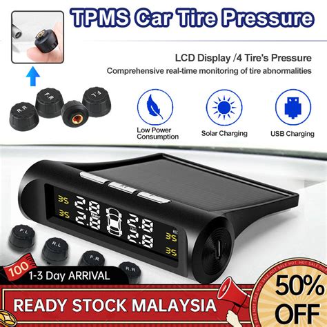 Smart Car TPMS Tire Pressure Monitoring System External Sensors Real Time Solar Power Digital