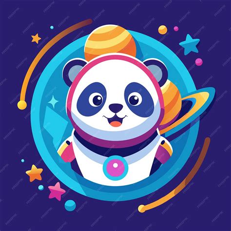 Premium Vector A Panda Wearing A Space Suit Is Floating In Space