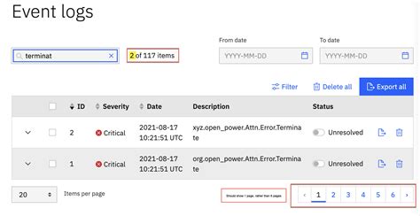 gui table pagination not updated when filtered · issue 3308 · ibm