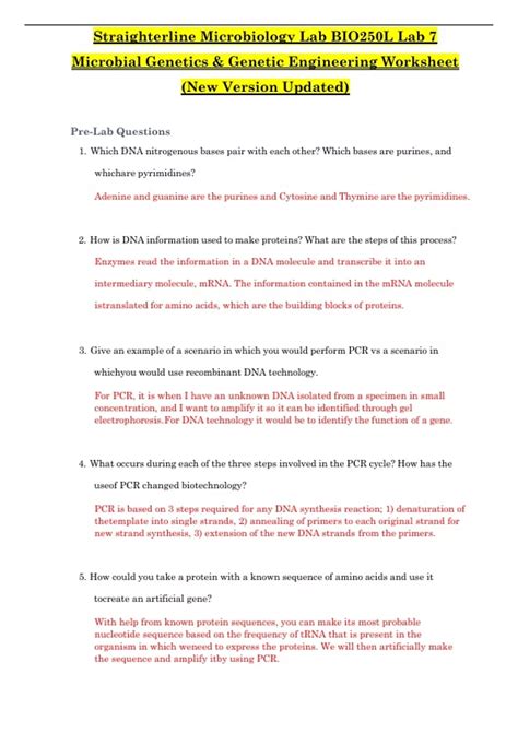 Straighterline Microbiology Bio250l Lab 7 Microbial Genetics And Genetic