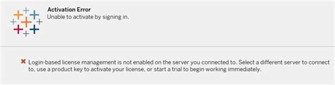 cannot activate tableau desktop using lblm