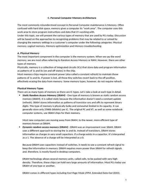 C Pc Memory Architecture Pdf