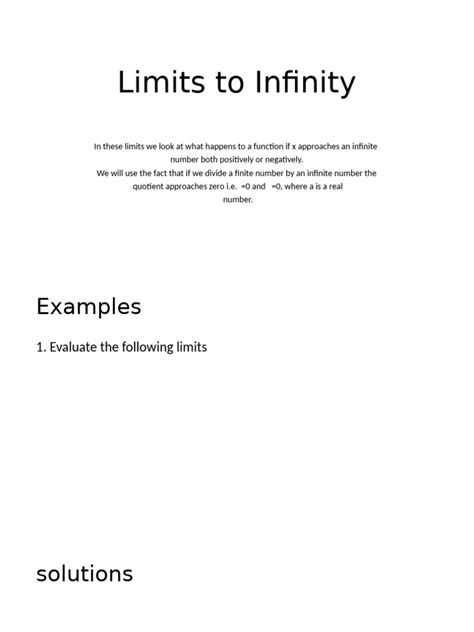 Limits To Infinity Pdf