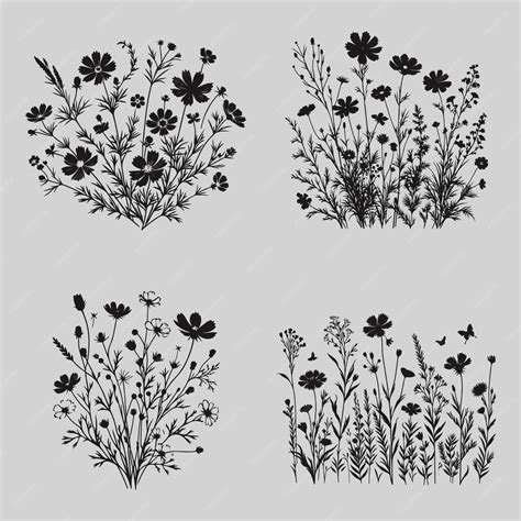 Premium Vector Wildflower Silhouette Vector Illustration Floral