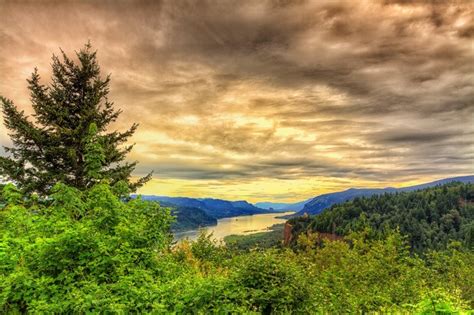 Columbia River Gorge Scenery Usa Rivers Sky Shrubs Hd Wallpaper