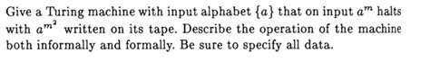 Give A Turing Machine With Input Alphabet Fa That On