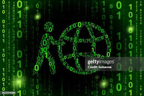 Stick Figure Pushing Globe Binary Code Vector Pattern Background High