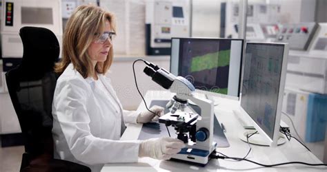 Female Worker In An Electronic Factory Using Computer Stock Image Image Of Future Monitor