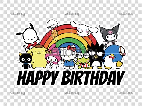Happy Birthday Cake Topper Cartoon Sanrio Kuromi Hello Kitty