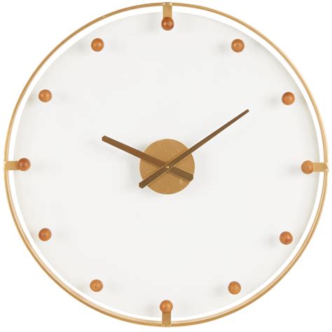 Decmode 28 Gold Metal Wall Clock With Acrylic Face And Ball Accents