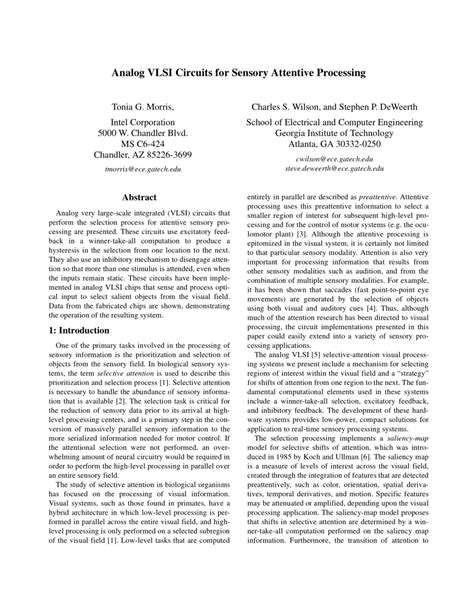 pdf analog vlsi circuits for sensory attentive processing