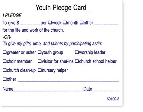 The Hubbard Press Standard Pledge Cards