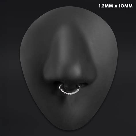 Oval Septum Clicker Silver Clear Jewelled Titanium 12mm Custom Plugs