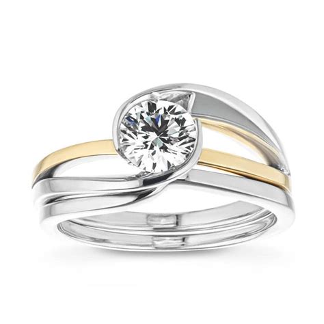 Hoyt Two Tone Wedding Ring Set Default Title Two Tone Engagement
