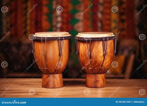 African Bongo Drums On A Wooden Surface Stock Illustration