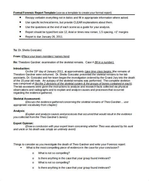 Forensic Report Template Printable Word Searches