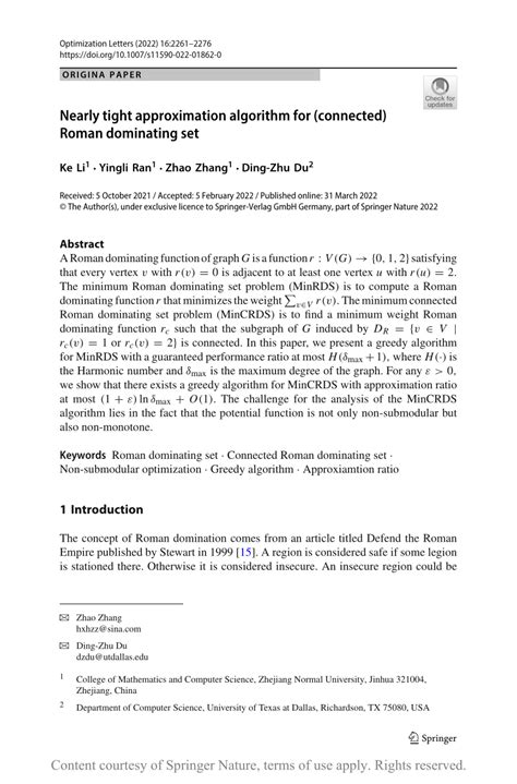 Nearly Tight Approximation Algorithm For Connected Roman Dominating Set Request Pdf