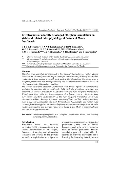 Pdf Effectiveness Of A Locally Developed Ethephon Formulation On